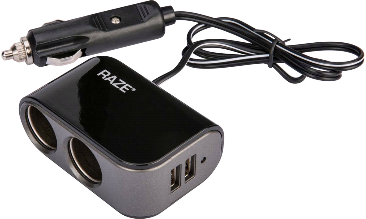 2-i-1 adapter 12V 10A med 2 x USB - Adaptere, 12 og 220 V - thansen.dk