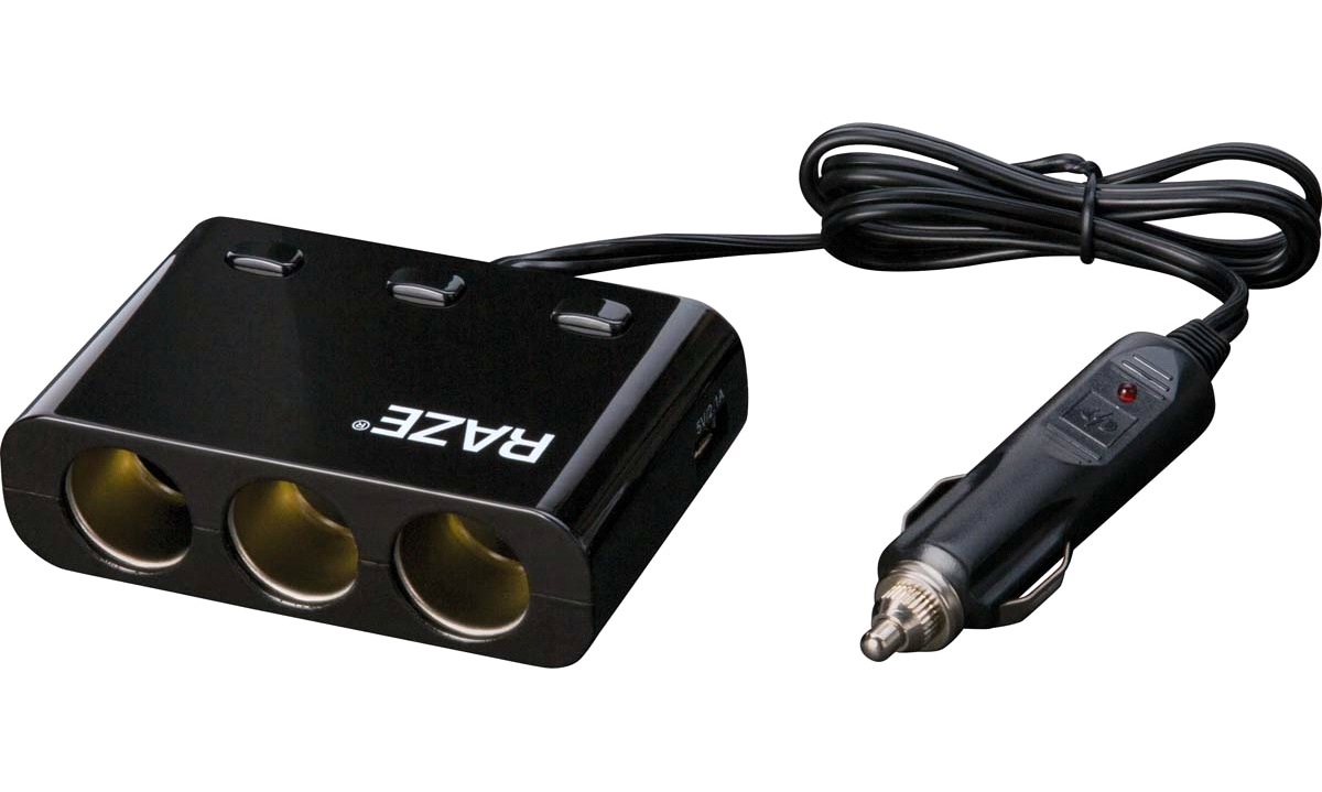 3-i-1-adapter 12V/10A med 2 x USB-udtag - Adaptere, 12 og 220 V ...