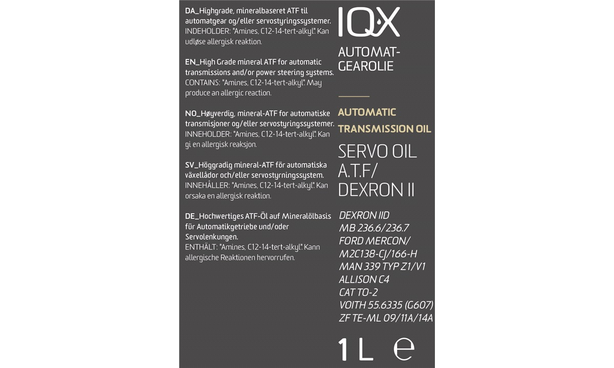 IQ-X Automatgear/Servoolie Dexron II 1L. - Gearolie, hydraulikolie og ...