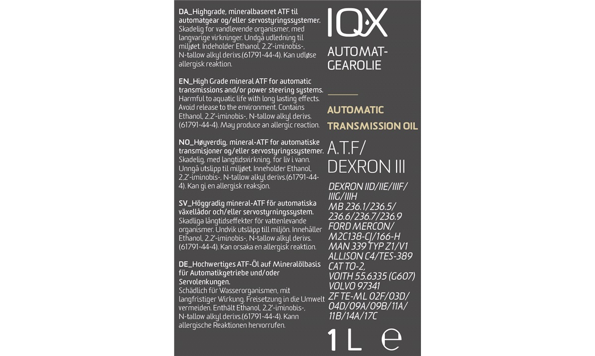 IQ-X Almirol ATF III, 1 liter - Gearolie, hydraulikolie og servoolie ...