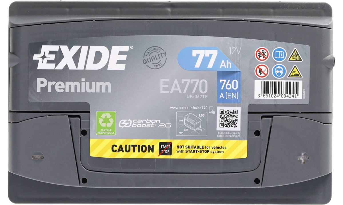 Batteri 12V 77Ah - Bilbatterier - thansen.no